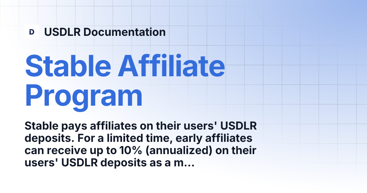 Stable Affiliate Program | USDLR Documentation